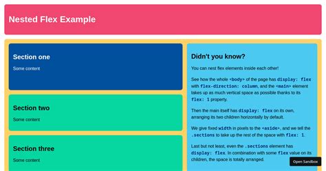 Nested Flex Example Codesandbox