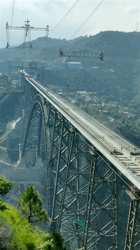 Worlds Highest Railway Bridge The Chenab Bridge Over Chenab River In