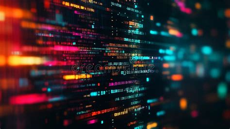 digital data streams with vibrant colors in abstract patterns at night