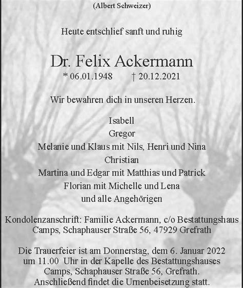 Dr Felix Ackermann Bestattungshaus Camps