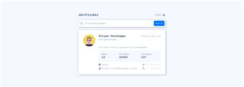 GitHub HenriqueMorales dev finder Frontend Mentor challenge Um app que busca informações de
