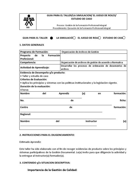 Guia Taller No 1 Sistema De Gestión Pdf Calidad Comercial