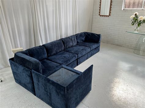Bespoke Navy Chenille Modular Sofa Curated Spaces