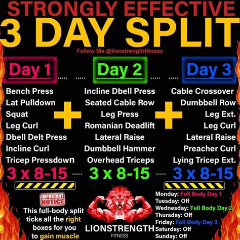Lion Strength Fitness Ed On Instagram “🔥🚨3 Day Split Part 2🚨🔥 Here