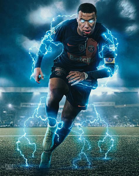 Kylian Mbappe Lightning Sports Poster Electric Soccer Wall Art Dynamic Football Print Futuristic