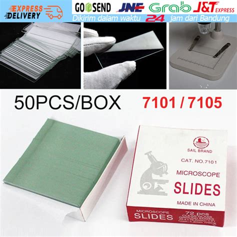 50ppcsbox Object Glass Kaca Preparat Objek Glas Kaca Mikroskop