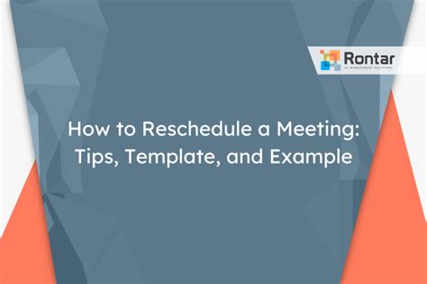 How To Reschedule A Meeting Tips Template And Example