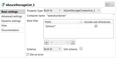 configuring tazurestoragelist docs for esb 6 x talend skill