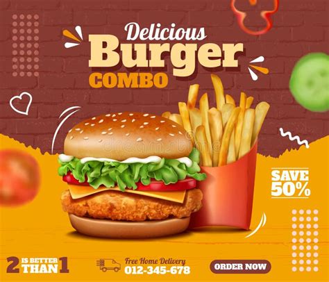 Fast Food Post Burger Social Media Advertising Cheeseburger With