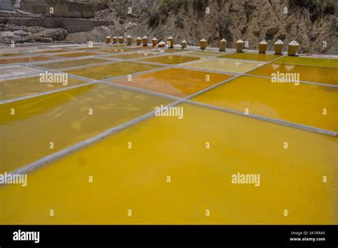 View Of The Saline Pools And Baskets Of Drying Salt At A Salt Mining