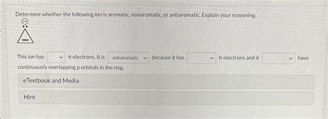 Solved Determine whether the following ion is aromatic, | Chegg.com