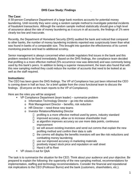 Dhs Case Sampling Vs Profiling 1 Pdf Business