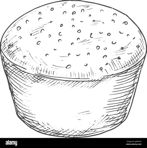Bread With Caraway Seeds Round Loaf Drawn Sketch Vector Rye Round