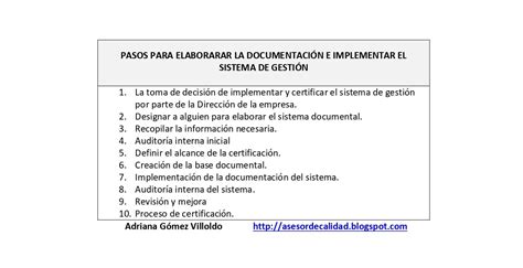 Pasos para elaborar e implementar la documentación de un sistema de gestión - Manual de gestión ...