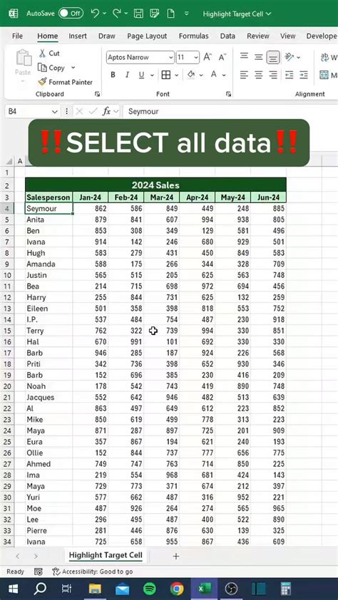 Highlight Target Cell In Excel‼️ Excel Exceltips Exceltricks