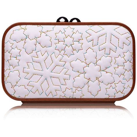 Katrin Langer Snow Flake Embroidered Clutch In Lily White