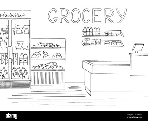 Grocery Shopping Sketch At Andy Downey Blog