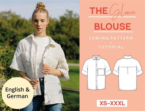 Sewing Pattern Blouse With Short Sleeves Xs Xxxl Easy With Video Tutorial
