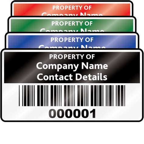 Heavy Duty Standard Size Asset Id Labels Design 2 Variety Of Colours