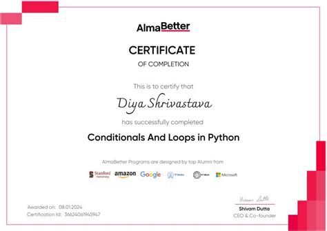 Certification Certificate Certified Pythonprogramming Python Diya Shrivastava