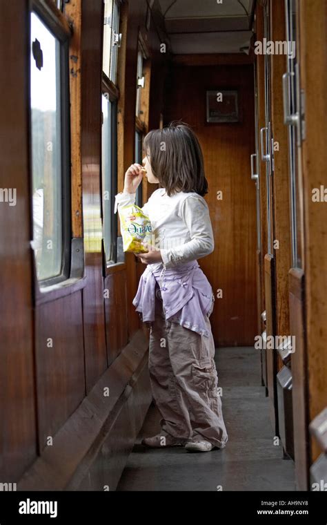Young Girl On Steam Engine Train On Gloucestershire Warwickshire