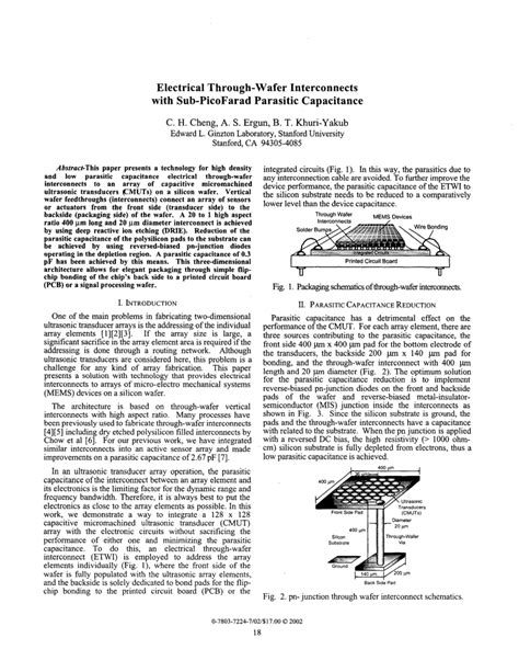 Pdf Electrical Through Wafer Interconnects With Sub Picofarad
