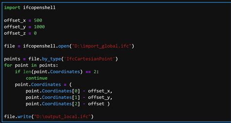 ifcopenshell patch reset shared coordinates possible to specify