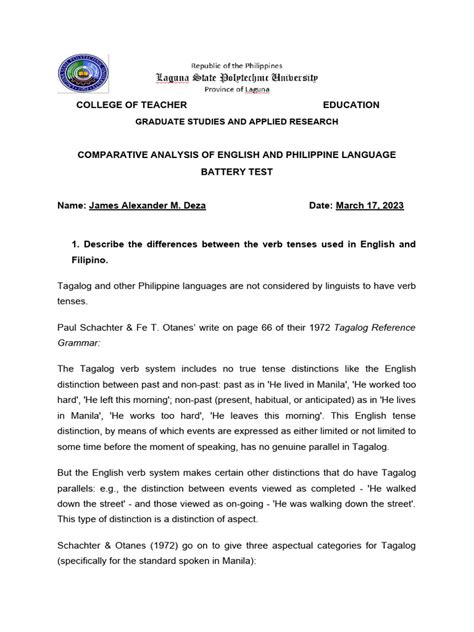 Comparative Analysis Battery Test Pdf Stress Linguistics