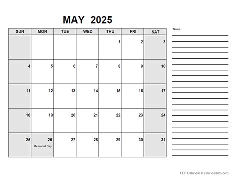 Printable May 2025 Calendar Free