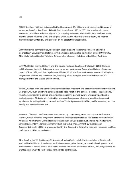 Bill Bill Clintons Biography Bill Bill Clinton Born William