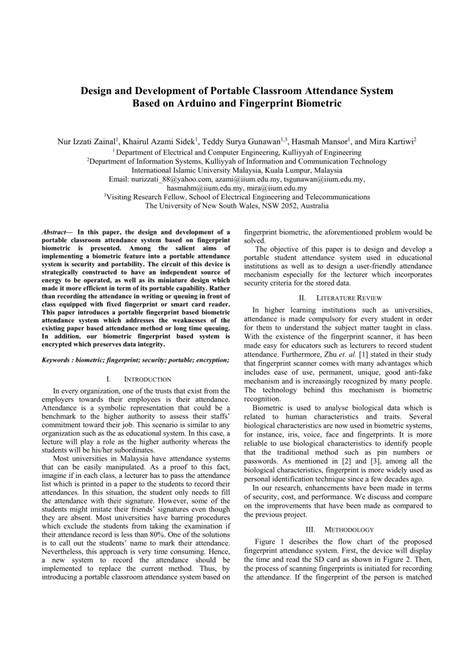 Pdf Design And Development Of Portable Classroom Attendance System Based On Arduino And