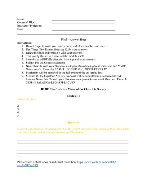 Final Answer Sheet Io Re 03 Name