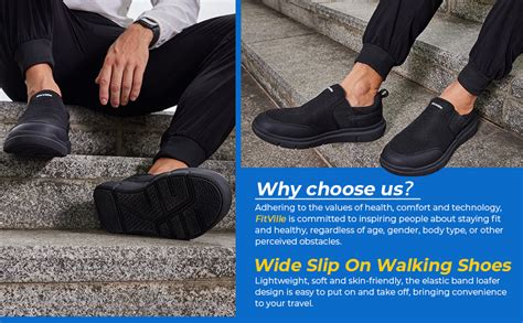 Fitville Mens Extra Wide Slip On Walking Shoes