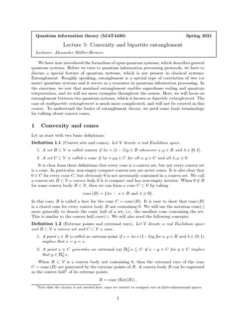 lecture5 pdf convex set quantum entanglement