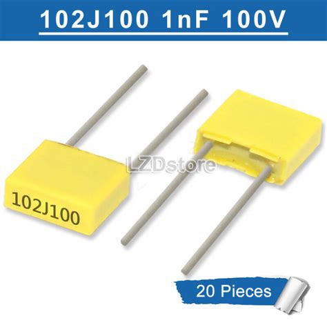 20pcs 102j100 Correction Capacitor 102 100v 1nf 0001uf 102j 100v Pitch