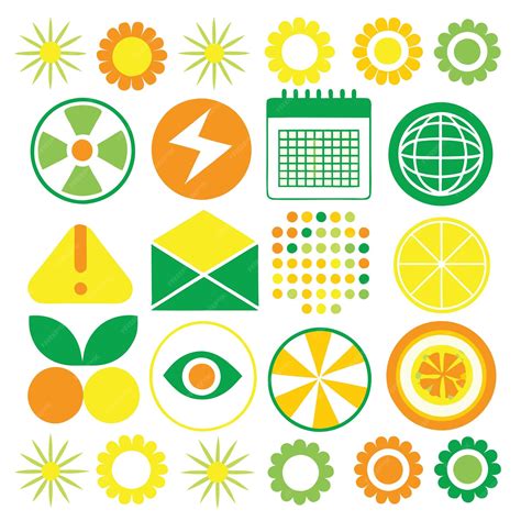 Premium Vector | Sunny Vibes Y2K Yellow and Green Icon Set
