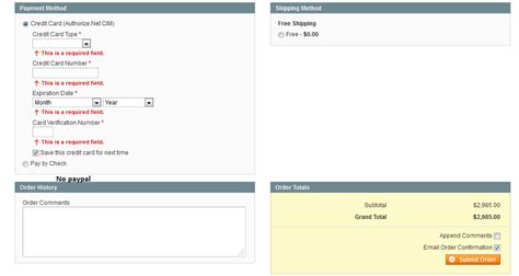 magento manual order creation in admin payment method paypal express