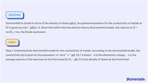 solved sommerfeld to drude in terms of the density of states g ep