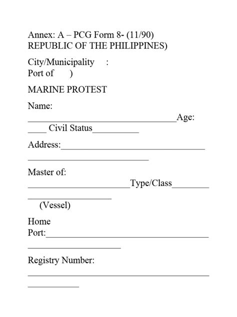 Marine Protest Form Updated Pdf Water Transport Shipping