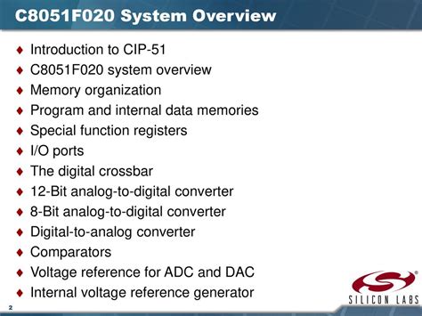 silicon labs c8051f020 system overview ppt download