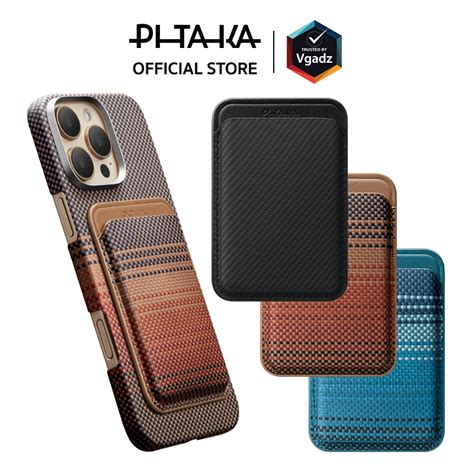Pitaka ที่เก็บบัตรติดหลังมือถือ รุ่น Magnetic Woven Wallet Shopee