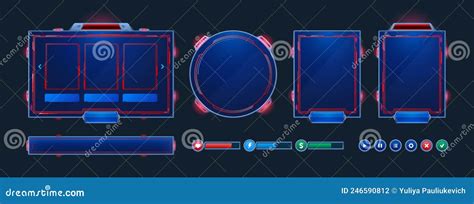 Space Stream Overlay Mmo Game Neon Ui Frame Set Vector Illustration 251507840