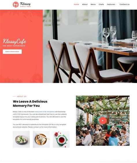 Klassy Cafe Free Restaurant Website Html Template Designhooks