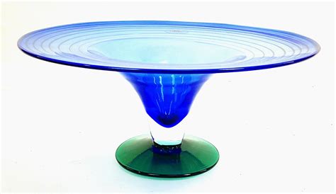 Lot 2000 Richard Blenko Signed Art Glass Pedestal Bowl
