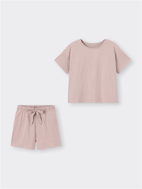 Cotton Color Lounge Set Short Sleeve Gu Us