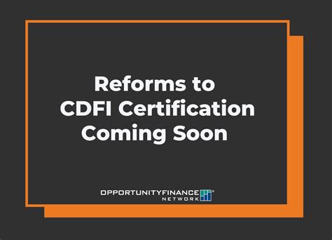 Reforms To Cdfi Certification Coming Soon Ofn