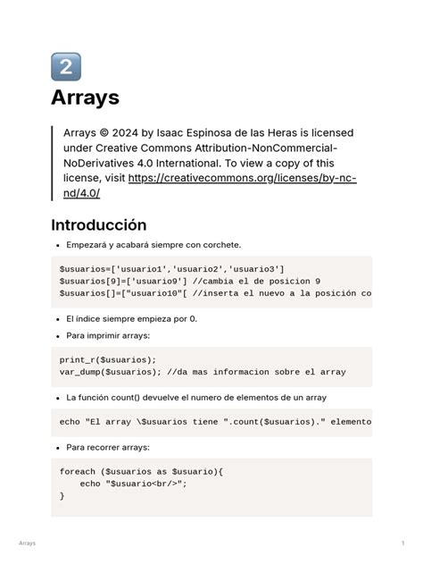 Guía Completa De Arrays En Php Pdf Programación De Computadoras