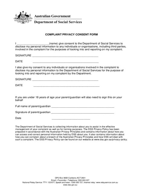 Fillable Online Complaint Privacy Consent Form Fax Email Print Pdffiller