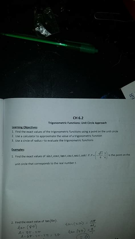 Solved CH Trigonometric Functions Unit Circle Approach Chegg