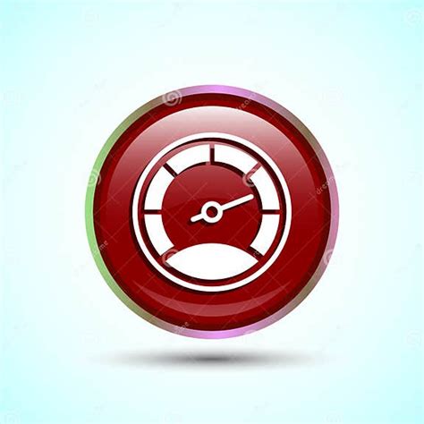 Speedometer Icon Design Illustration Speed Indicator Sign Symbol Red Color Round Button Design